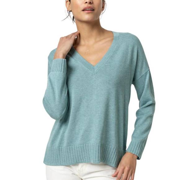 Lilla P | Sweaters | New Lilla P Easy Back Seam Vneck Sweater In Sea ...